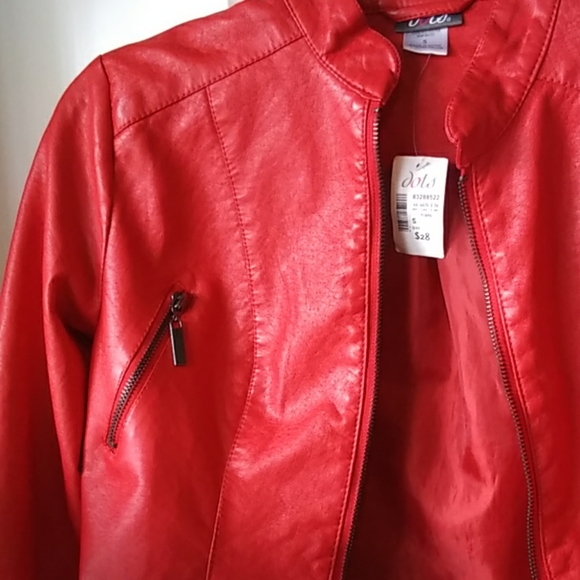 Dots | Jackets & Coats | Red Faux Leather Jacket | Poshmark
